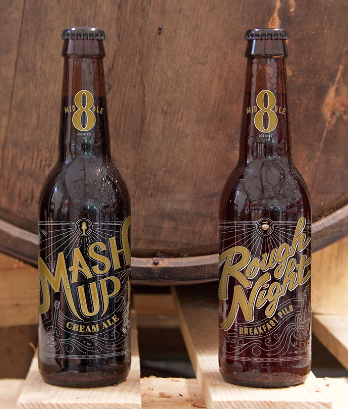 Beverage Packaging Design for Middle 8 Brewing Company | Aid&Abet